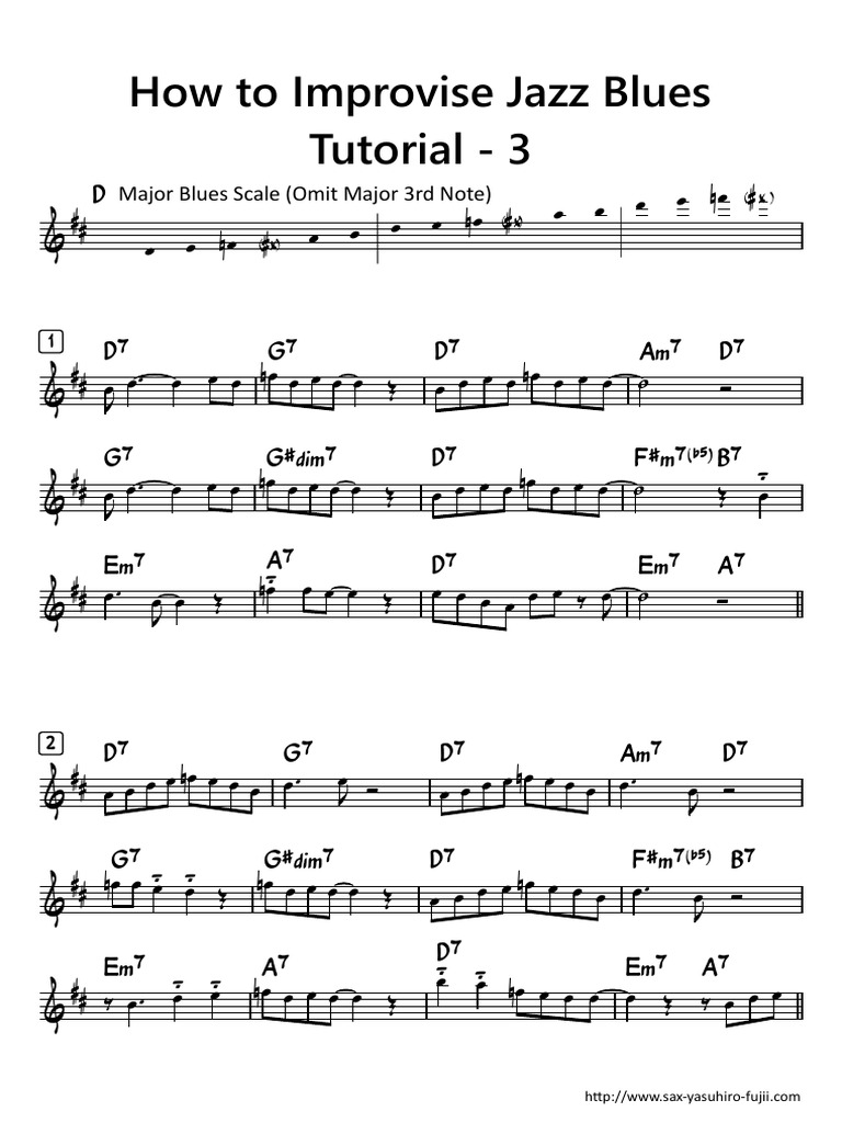 Blues - Tutorial For Alto - 03 - Major Blues Scale Omit M3 | PDF ...