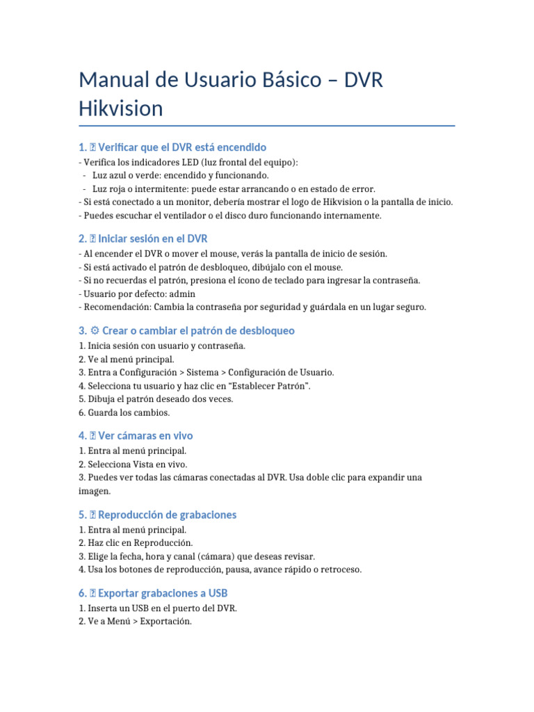 Manual Básico DVR Hikvision en Español | PDF