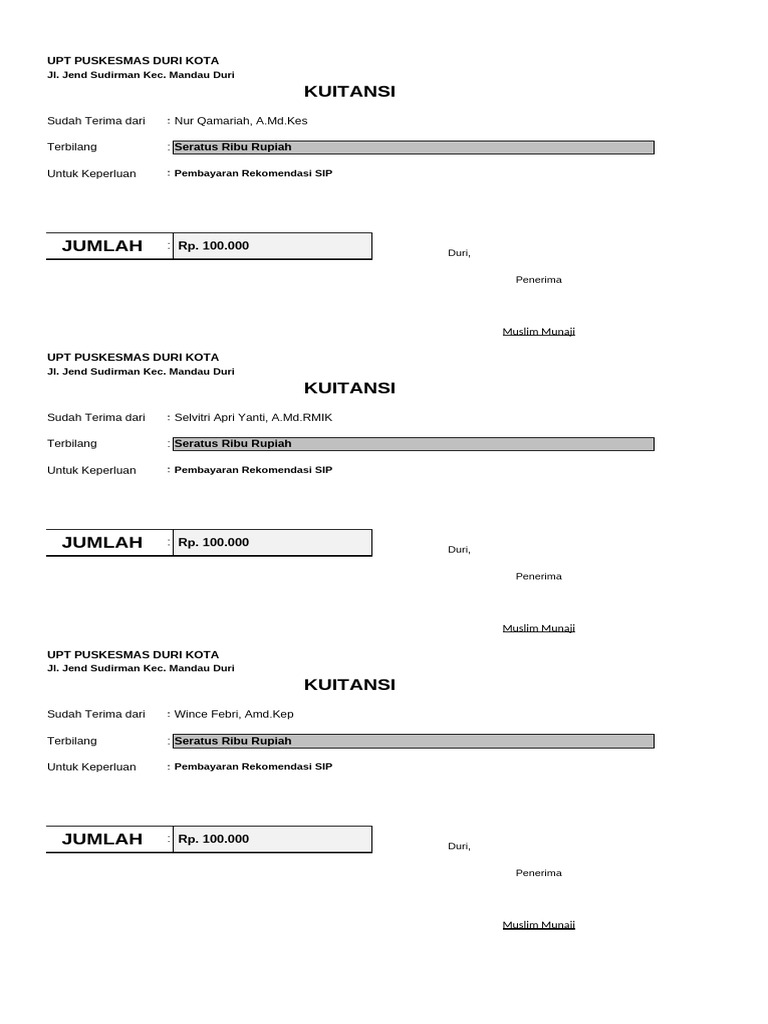 KWITANSI Rekom Sip | PDF