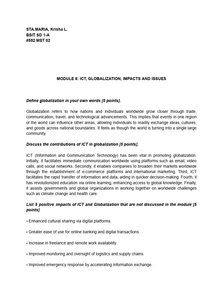 STA MARIA - Krisha - Module 8 | PDF | Educational Technology | Information And Communications ...