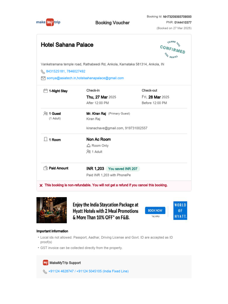 Booking Confirmation Voucher | PDF