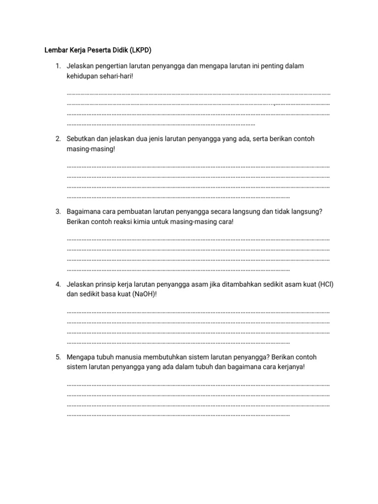 LKPD Larutan Penyangga Baru | PDF