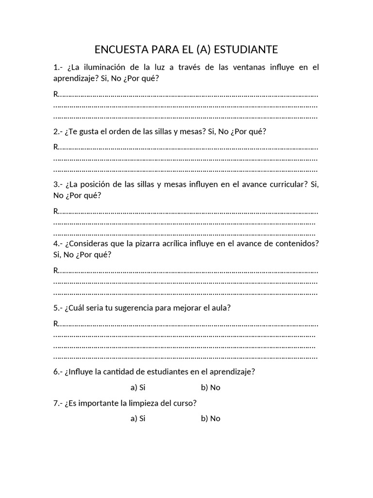ENCUESTA PARA Estudiante | PDF