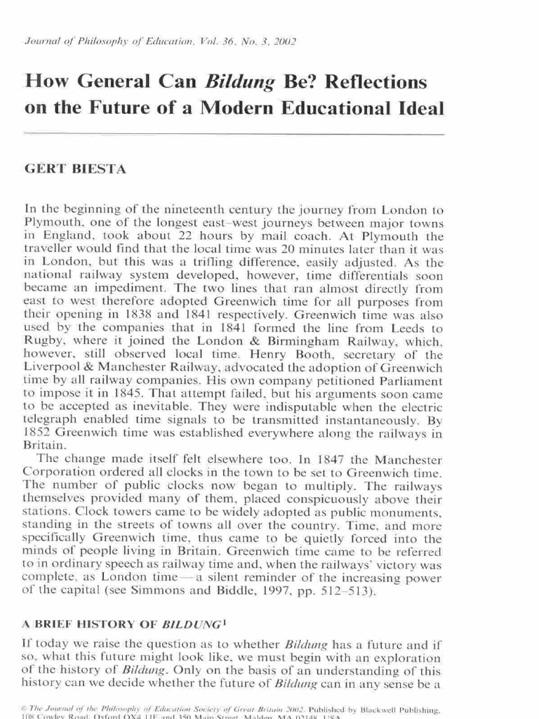 Biesta 2002 How General Can Bildung Be | PDF