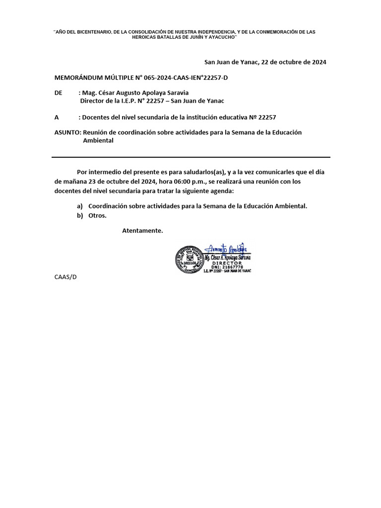 Memorándum Múltiple 65 | PDF