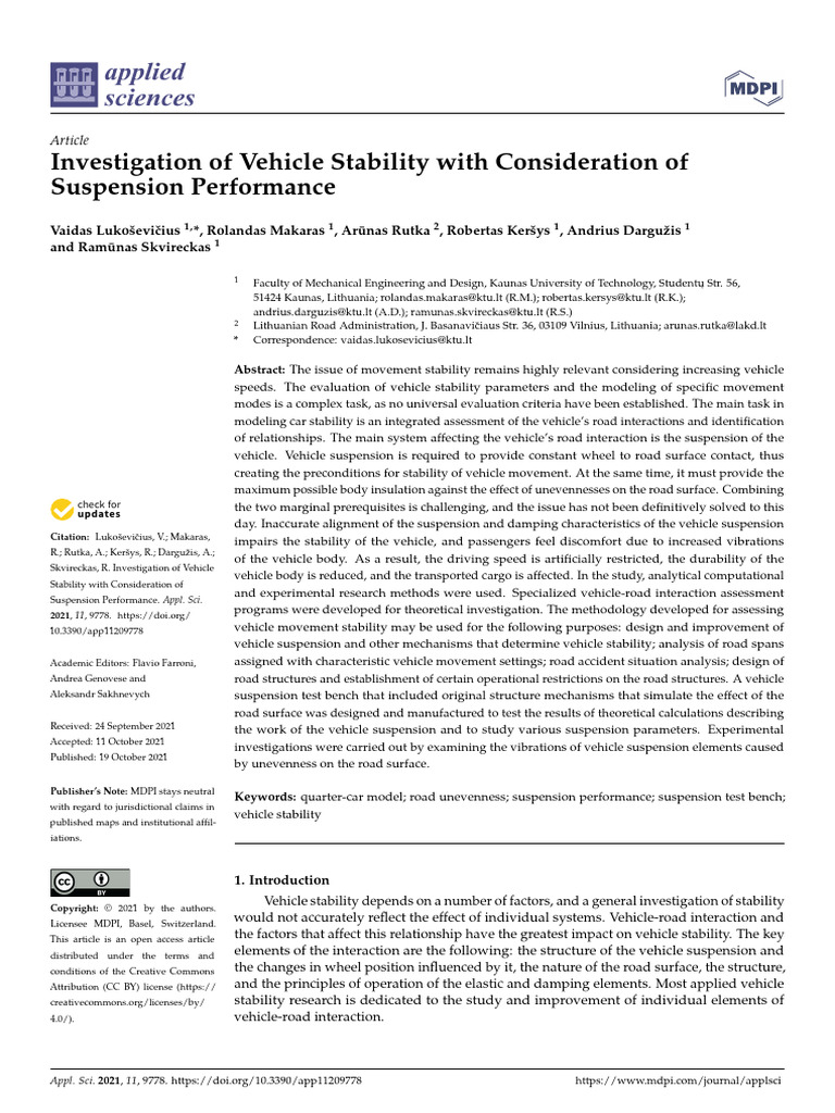 Investigation of Vehicle Stability With Considerat | PDF | Simulation ...