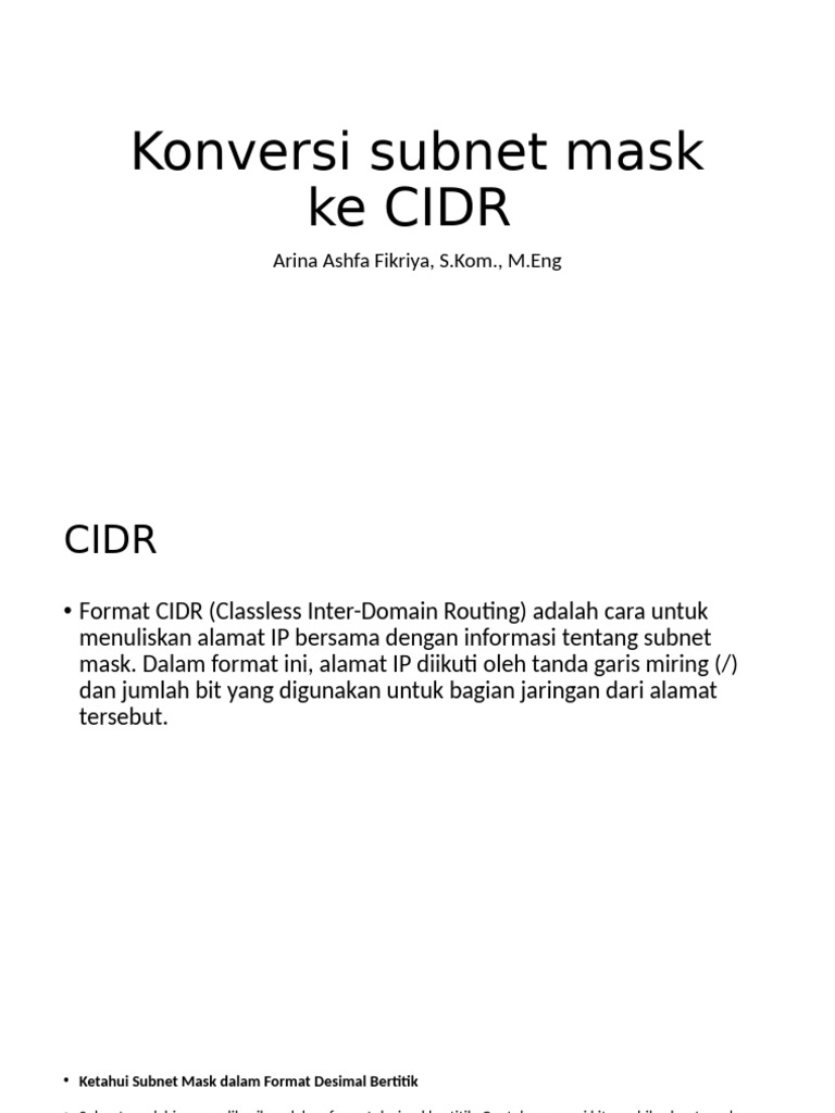 Konversi Subnet Mask Ke CIDR | PDF