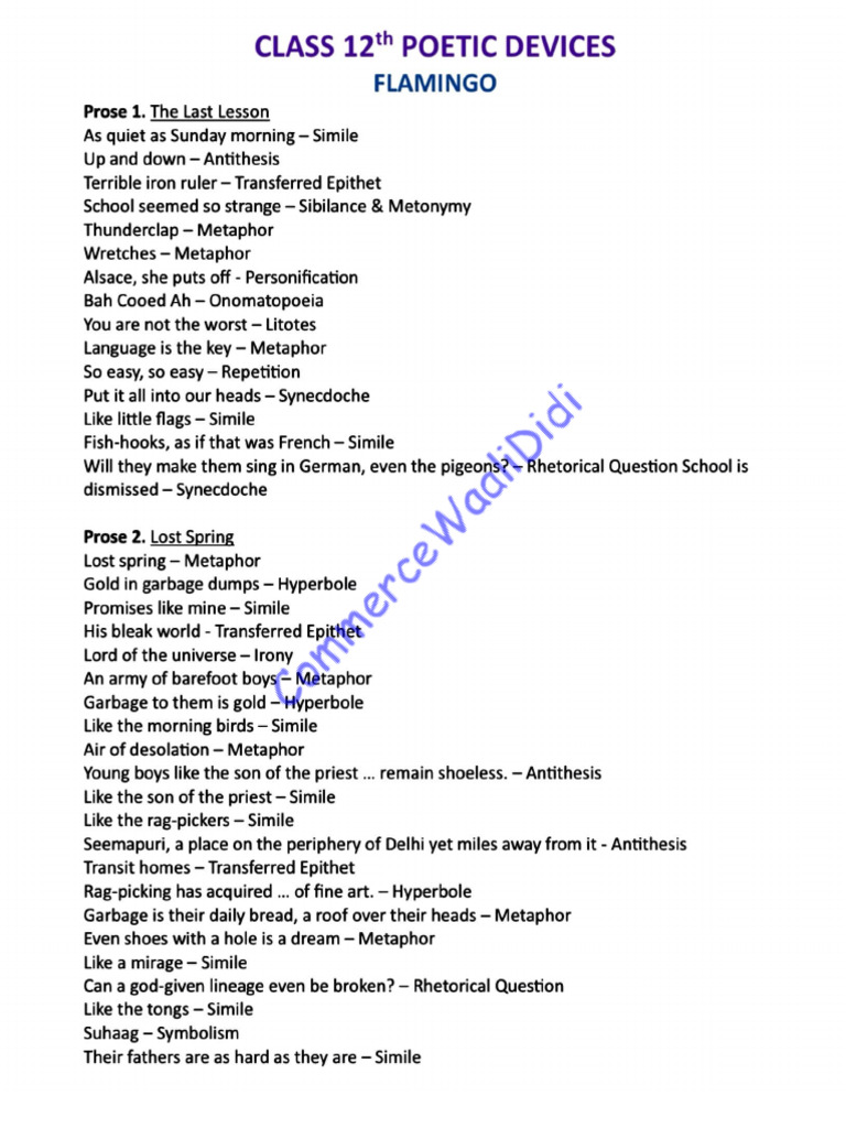 12th Poetic Device | PDF