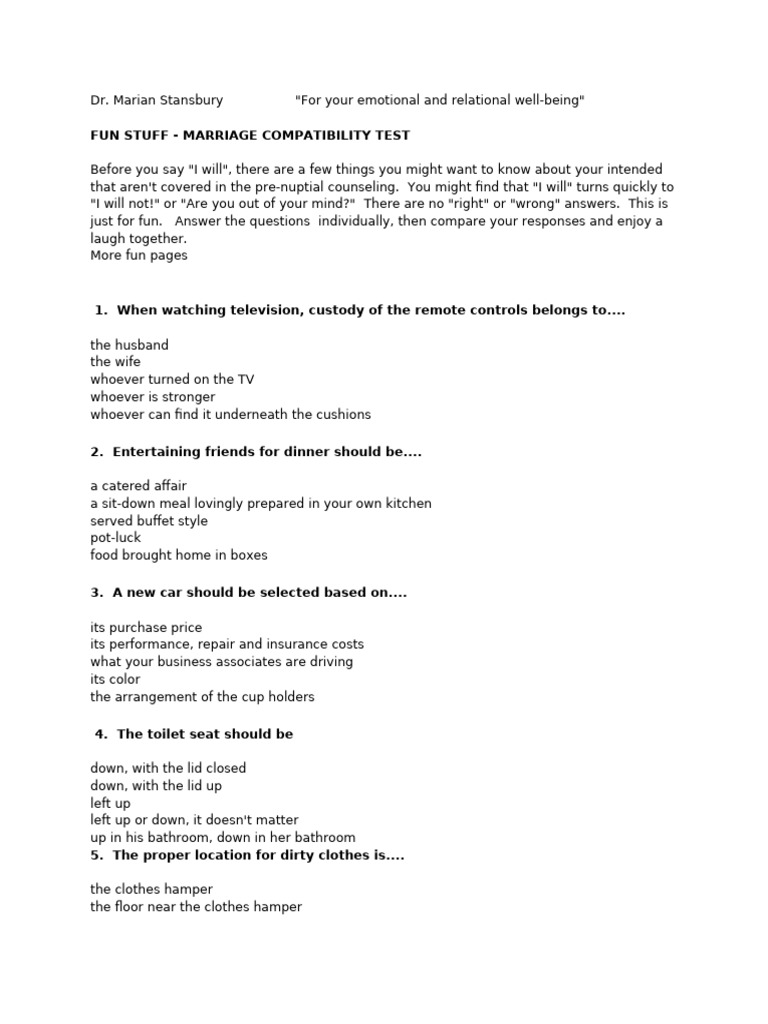 Marriage Test | PDF