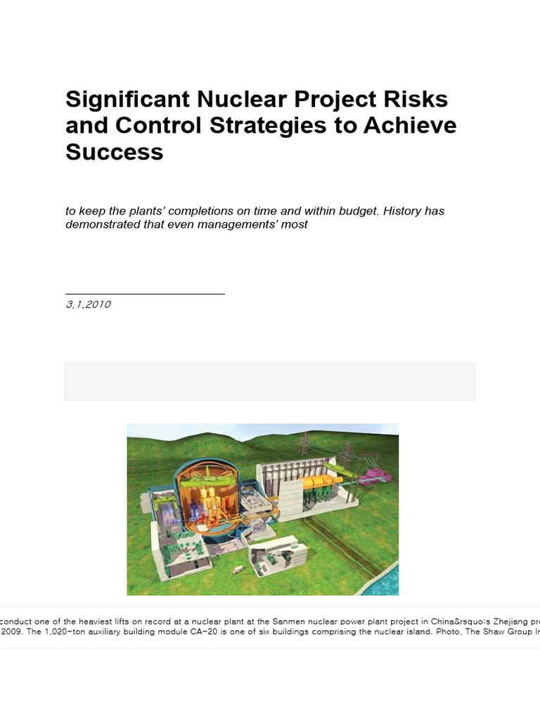 (2010) Significant Nuclear Project Risks and Control Strategies To ...