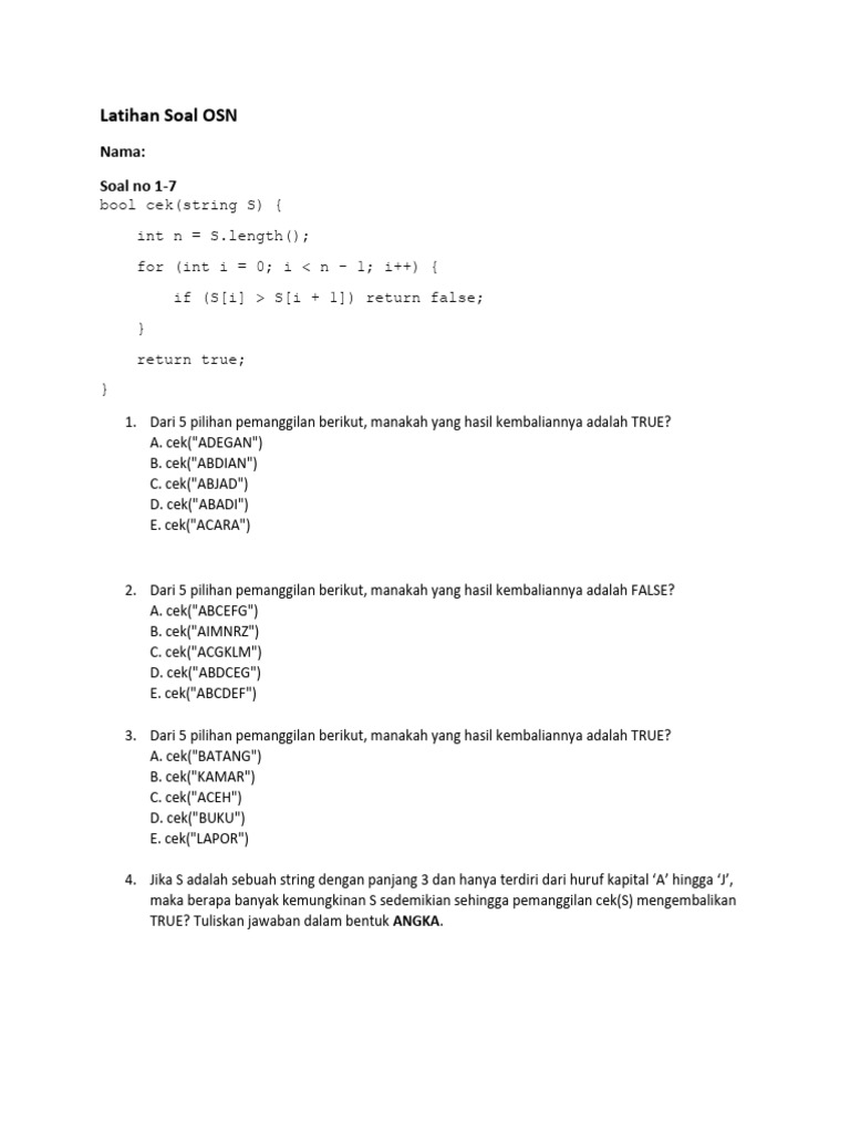 Latihan Soal OSN | PDF