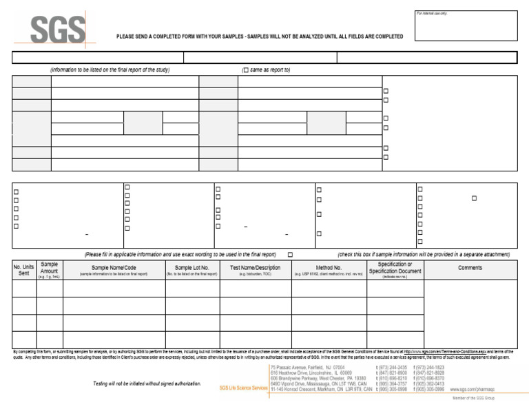 SGS Laboratory Services Sample Submission EN 18 | PDF