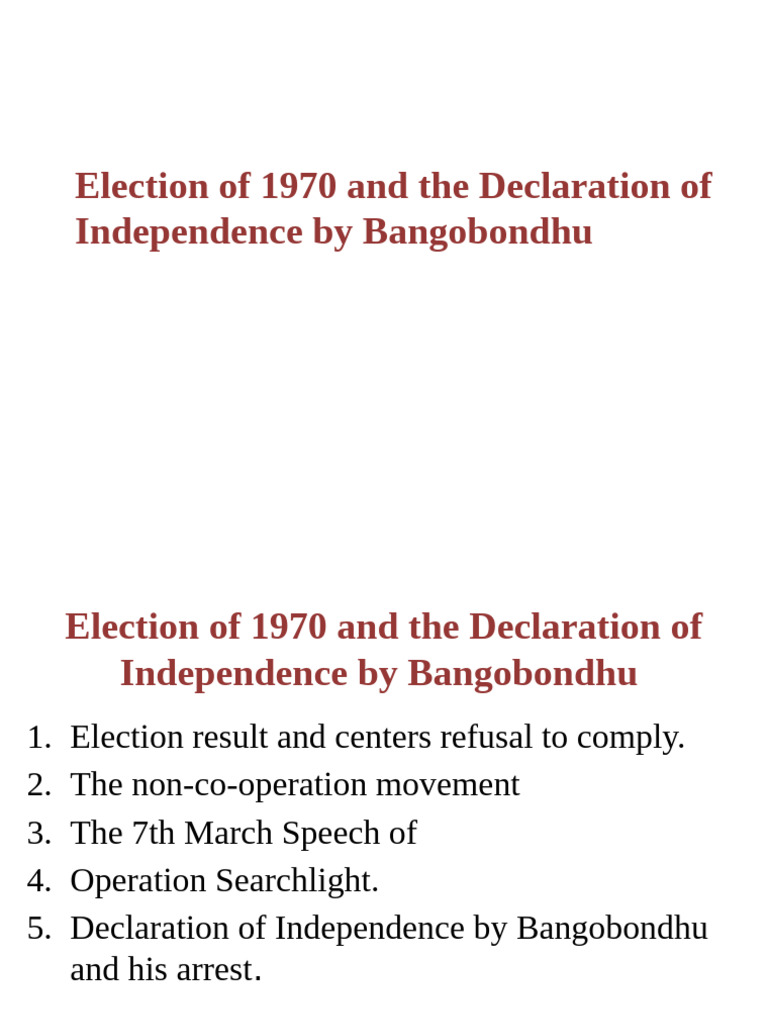 1970 Election and Bangabandhu's Independence | PDF | Bangladesh | Pakistan