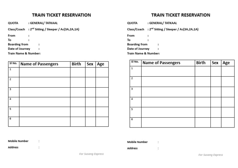 Train Ticket Reservation | PDF