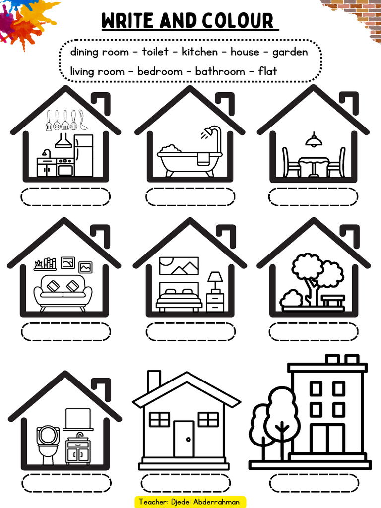 Write and Colour Rooms | PDF