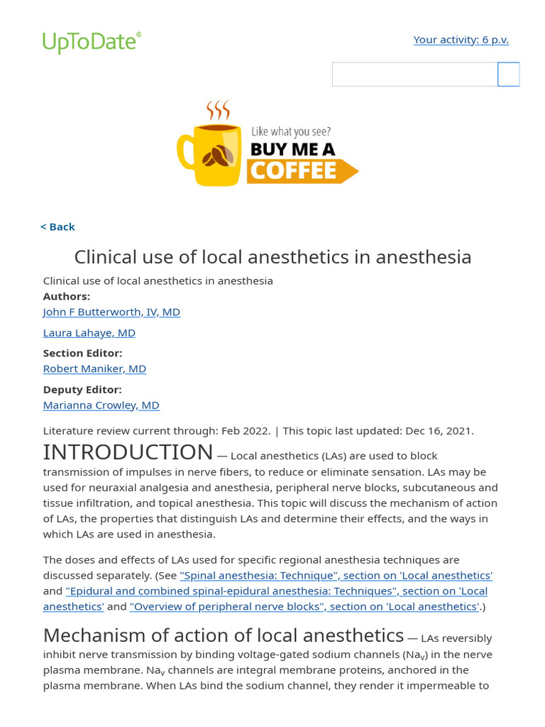 Local Anesthetics in Clinical Anesthesia | PDF | Clinical Medicine ...