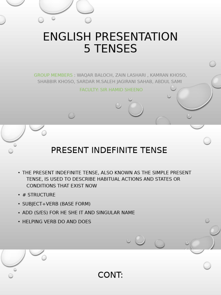English Grammar Presentation | PDF | Grammatical Tense | Verb