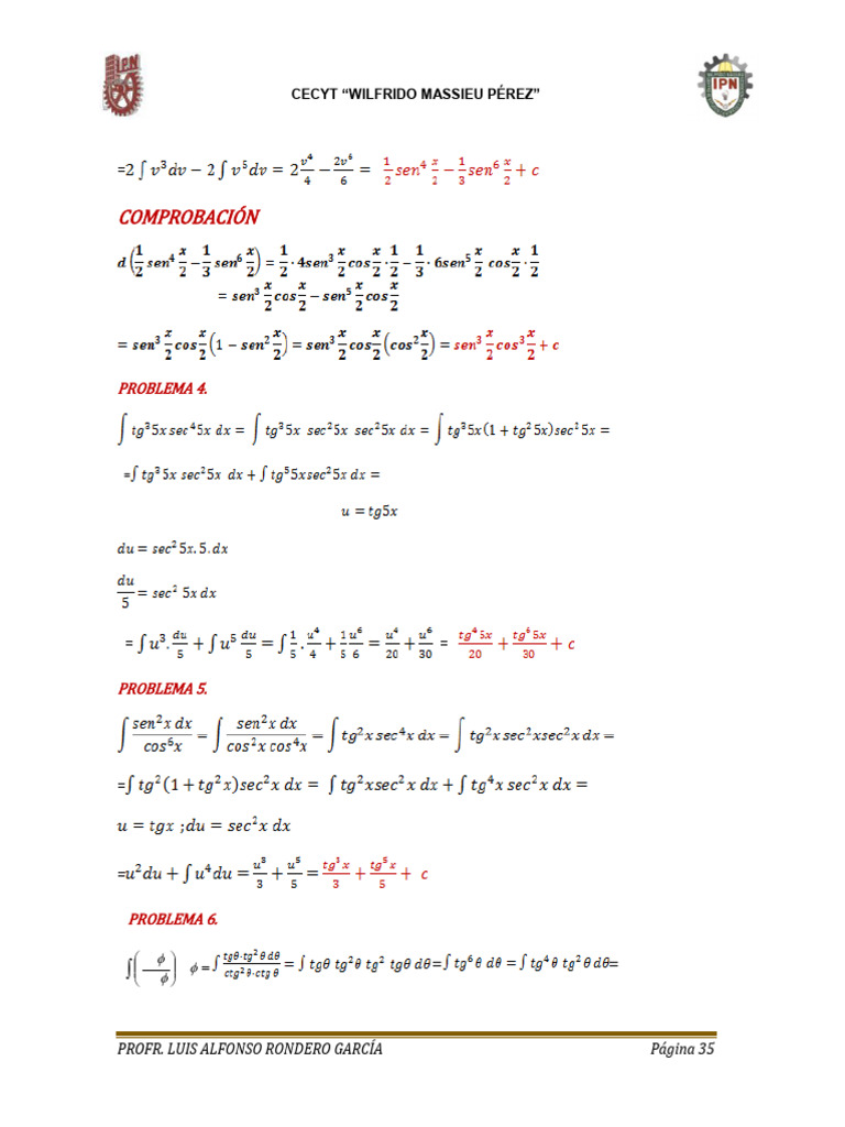 Problemas de Integración Matemática | PDF | Funciones y mapeos ...
