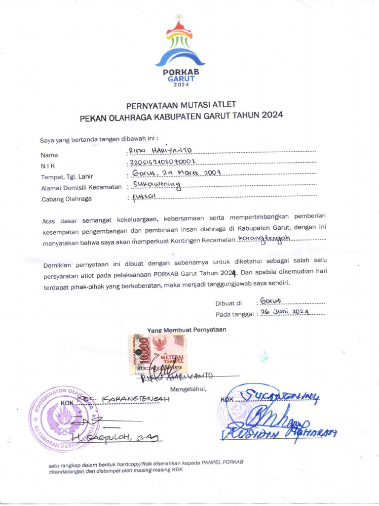 Surat Mutasi Rifki | PDF