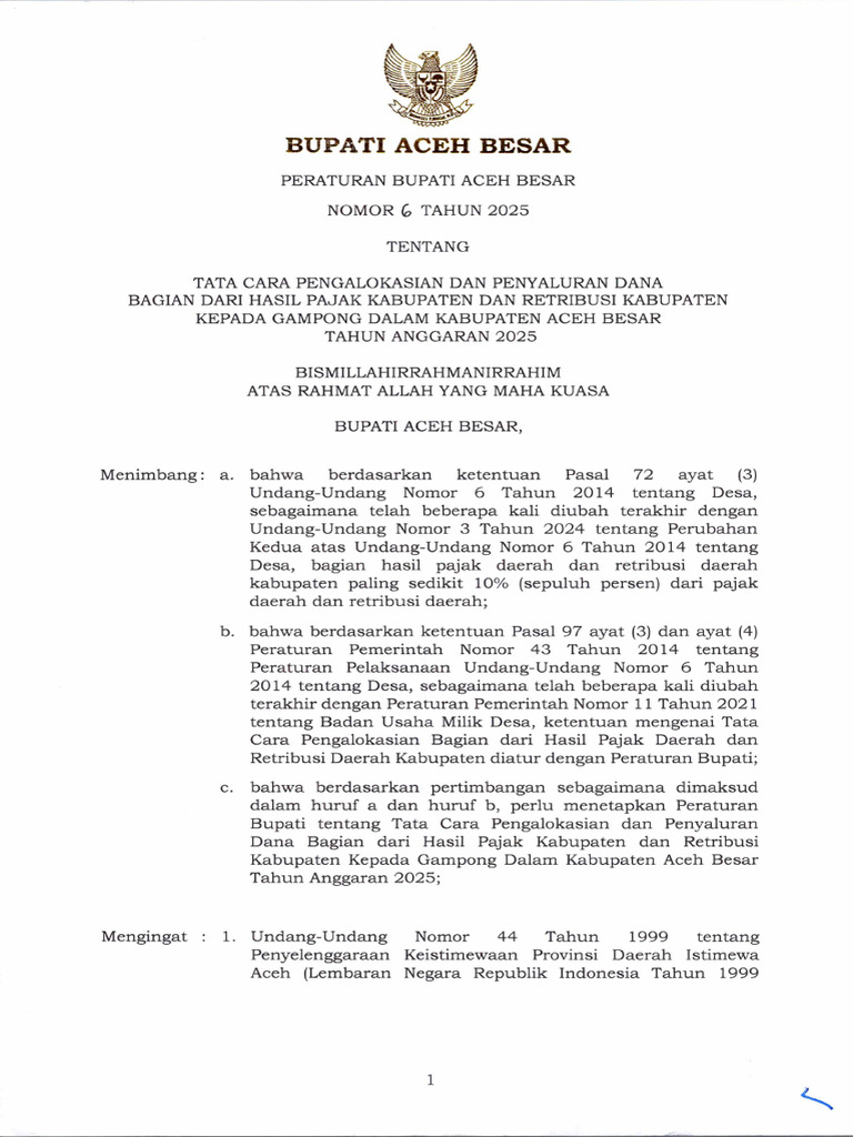 Perbup No 6 Tahun 2025 | PDF