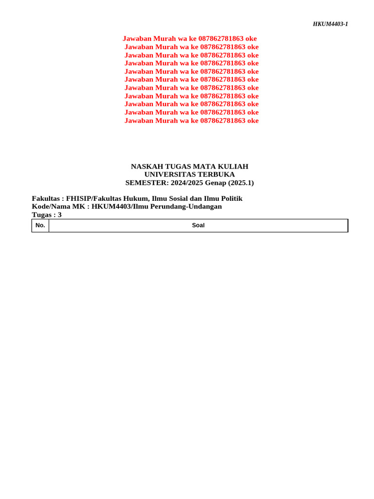 Soal Hkum4403 Tmk3 1 | PDF