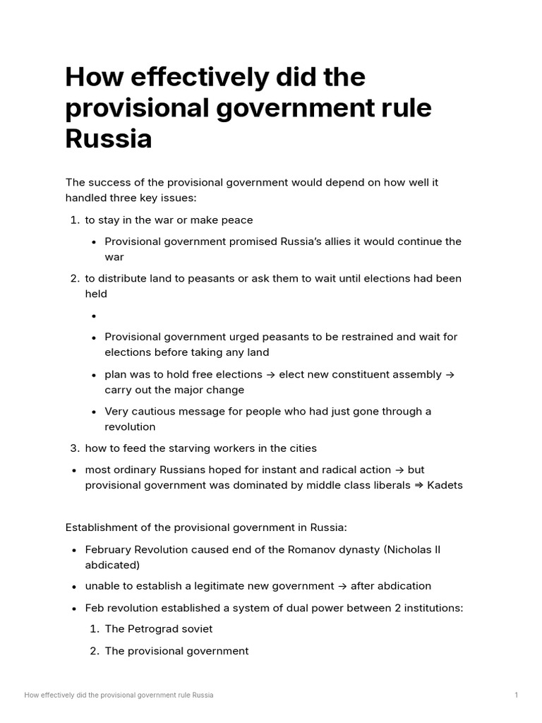 Provisional Government vs. Petrograd Soviets | PDF | Russian Empire ...