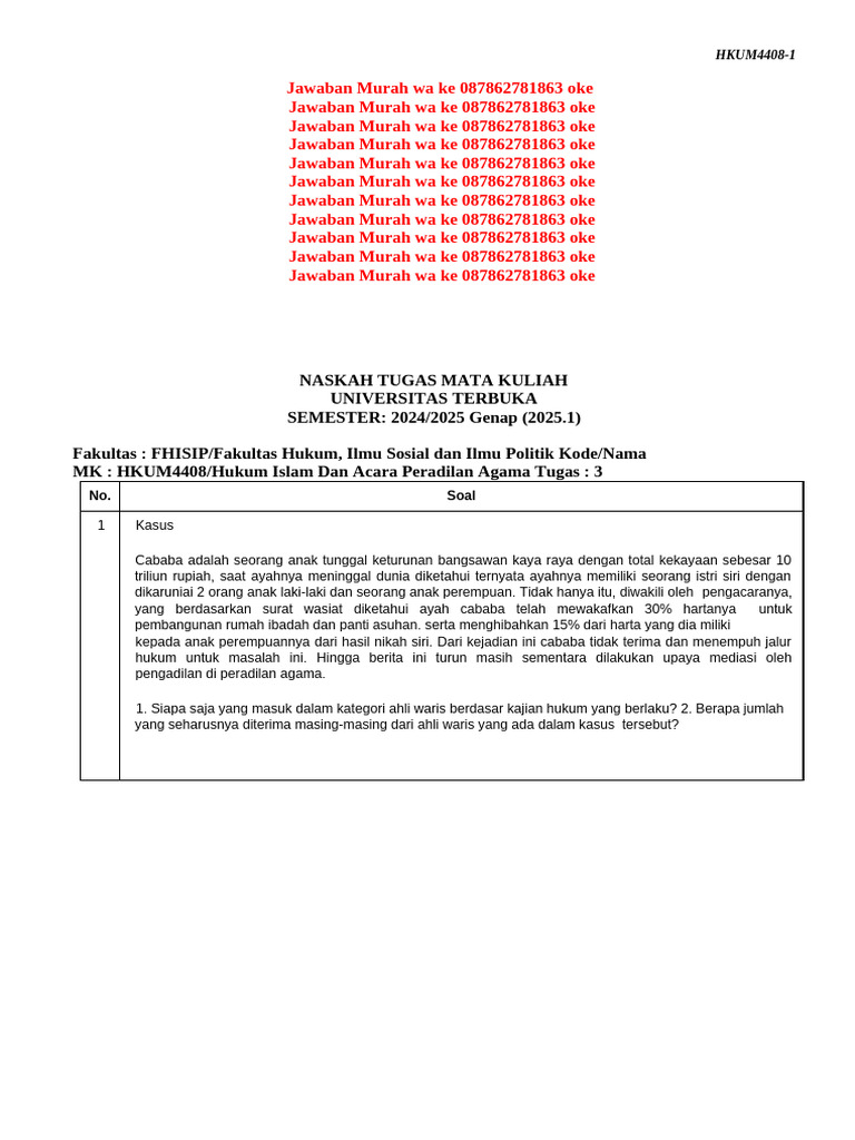 Soal Hkum4408 Tmk3 1 | PDF