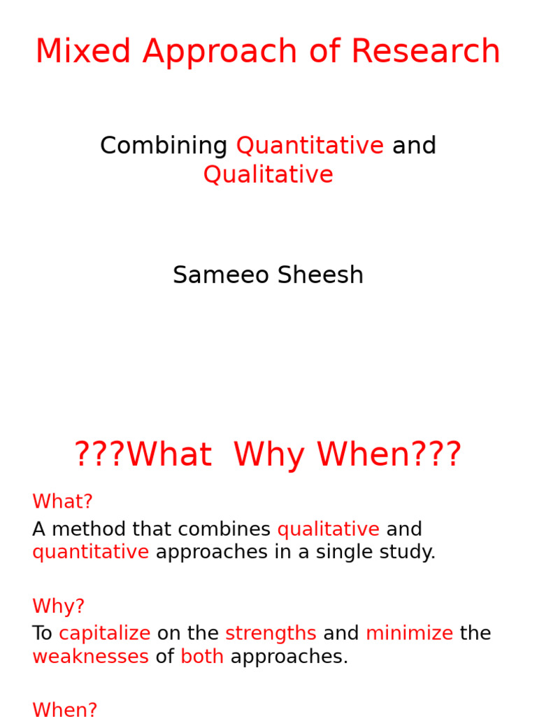 Mixed Approach of Research Lecture Updated Sameeo | PDF | Qualitative ...