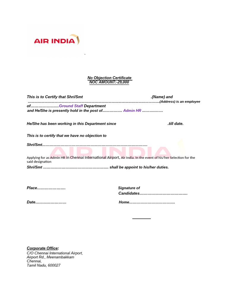 NOC Letter | PDF