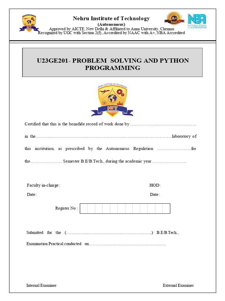 Python Record With Front Page and Result | PDF | Computer Programming | Applied Mathematics