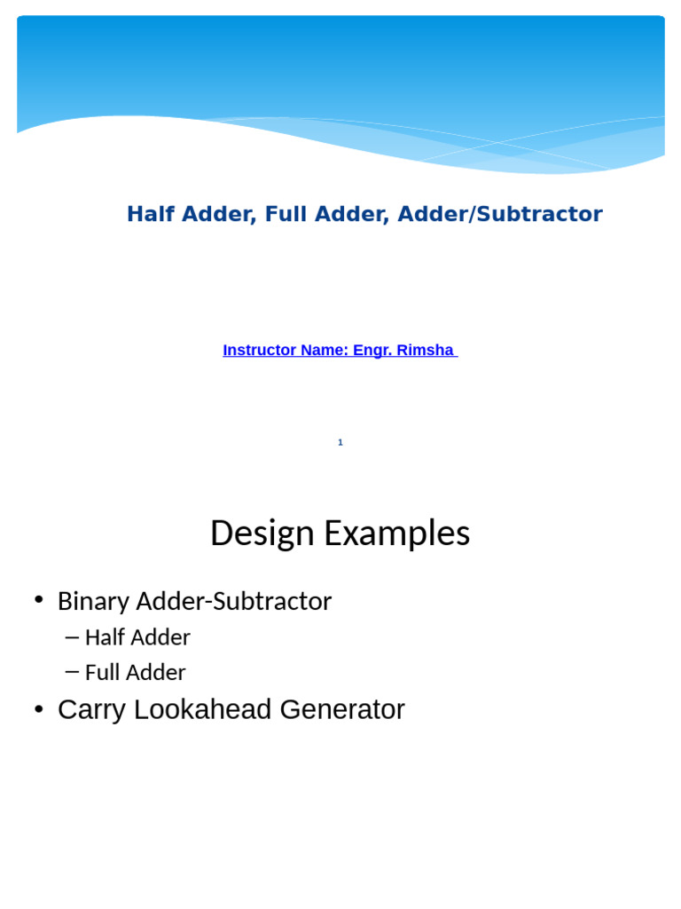 Lecture 15 Binary Adder-Subtractor, Carry Lookahead Generator | PDF | Arithmetic | Digital ...