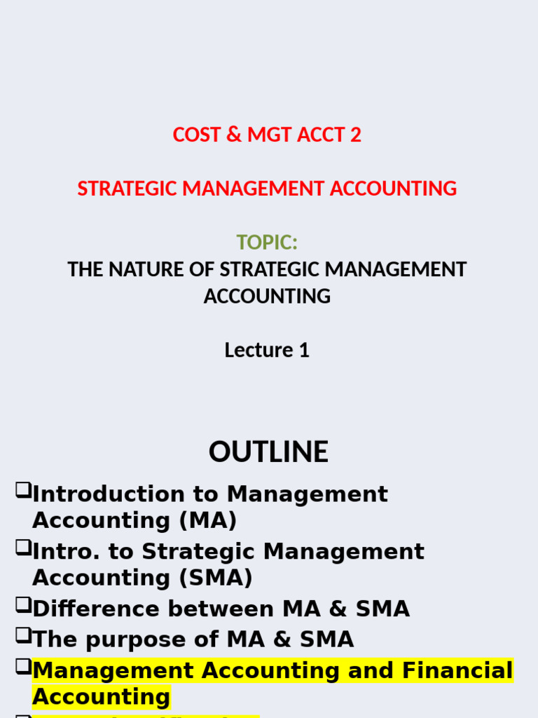 1upsa Lecture 1 - The Nature of Strategic Management Accounting | PDF ...