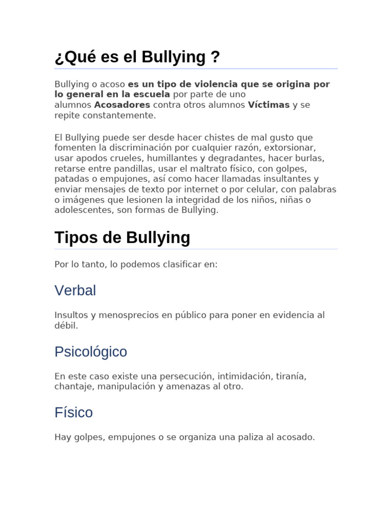 Guía Completa sobre el Bullying Escolar | PDF | Violencia | Desorden ...