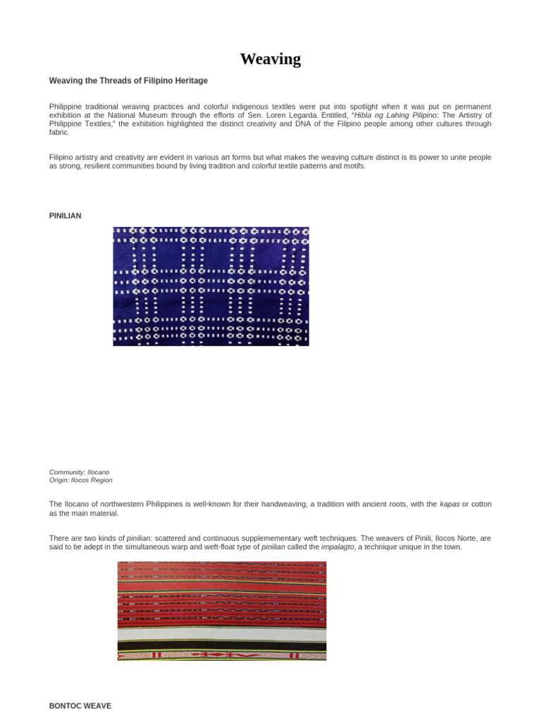 Native-weaving-in-the-Philippines | PDF | Weaving | Textiles