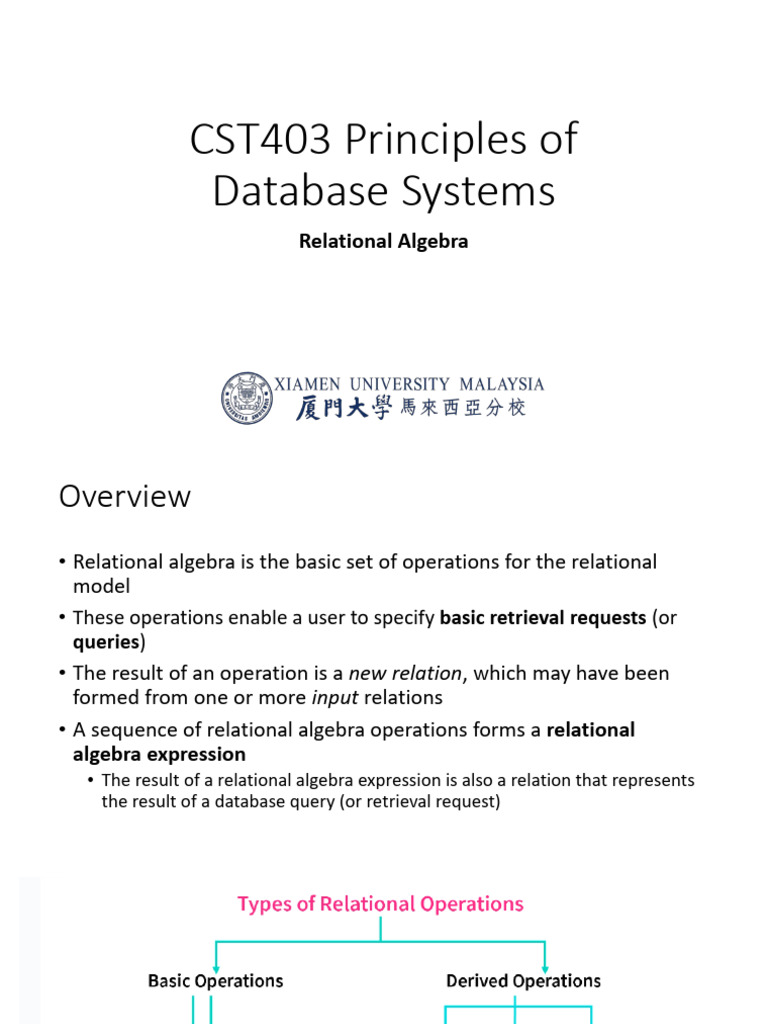 Ch5 Relational Algebra 2023 | PDF | Relational Model | Mathematical Analysis