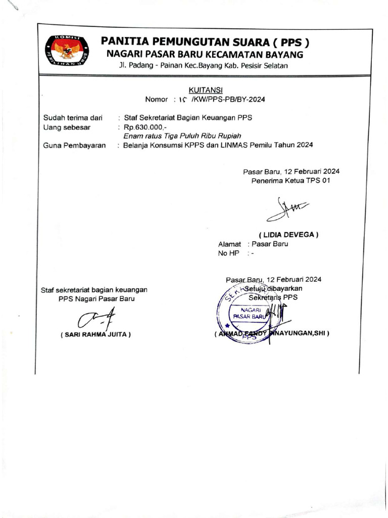 Contoh SPJ Konsumsi KPPS | PDF