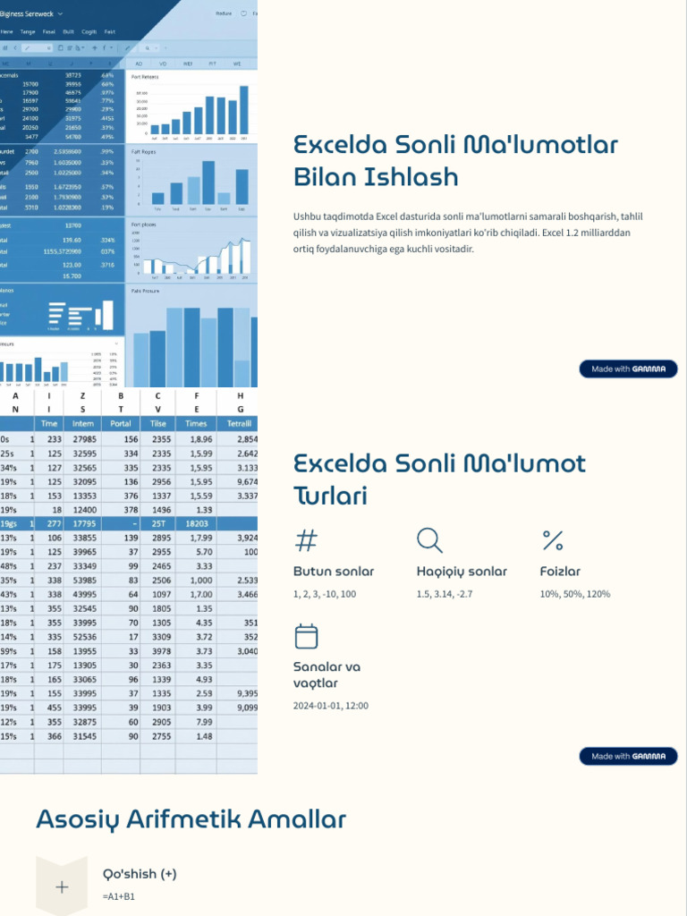 Excelda Sonli Malumotlar Bilan Ishlash | PDF