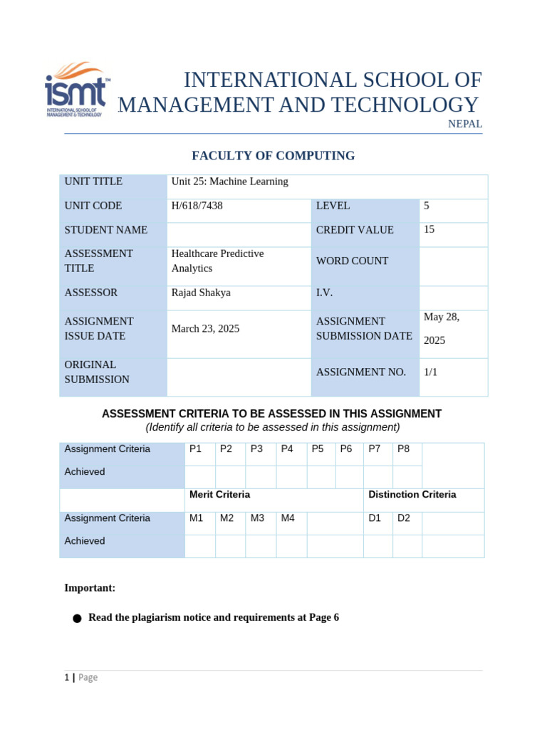 Unit 25 - L5 - Machine Learning - March 23, 2025 - Rajad Shakya | PDF | Machine Learning | Data ...