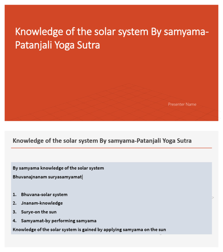 Knowledge of The Solar System by Samyama-Patanjali Yoga | PDF