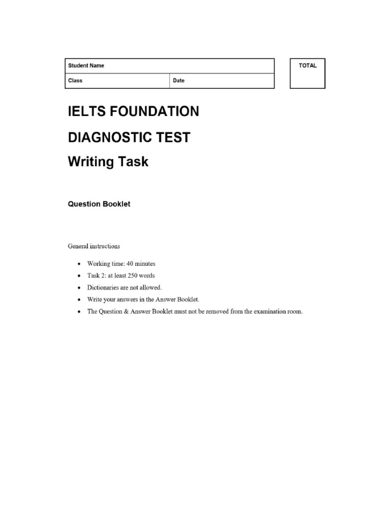 IELTS Foundation Writing Diagnostic Test | PDF