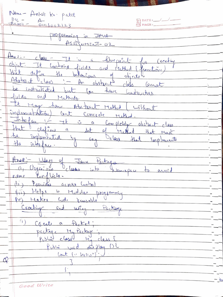 Java Unit 2 Previous Year Question | PDF