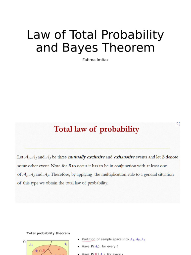 Law of Total Probability and Bayes Theorem | PDF