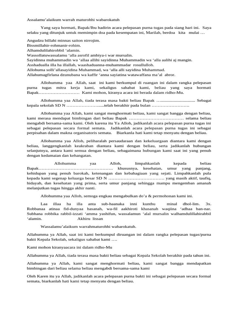 Doa Perpisahan Kepala Sekolah | PDF