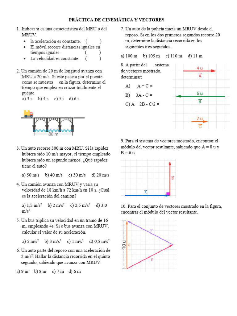 Práctica de Cinemática y Vectores | PDF | Cinemática | Velocidad