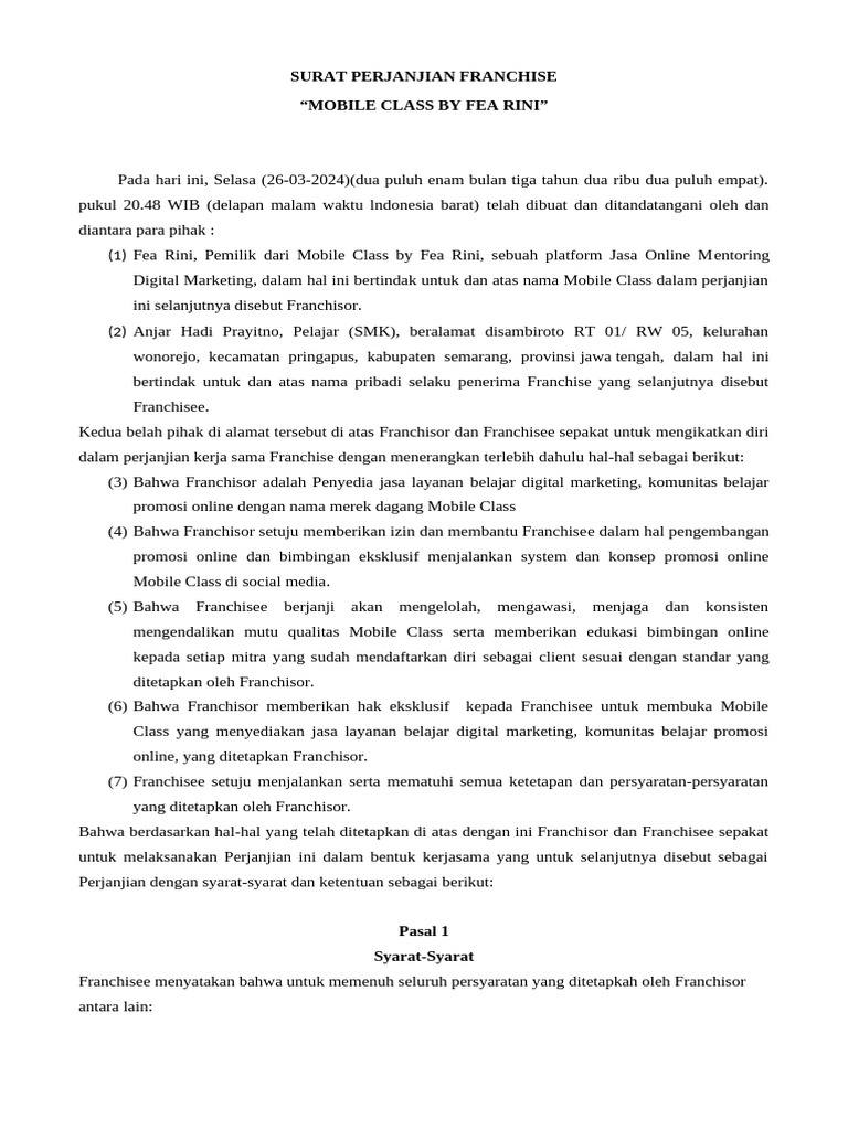 mou_fc_mobile_class_by_Fea_rini Lena Nurul Hidayaj | PDF