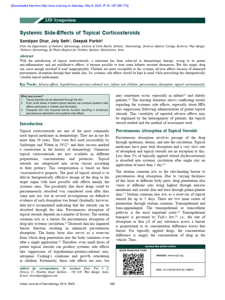 Systemic Side-Effects of Topical Corticosteroids | PDF | Topical ...