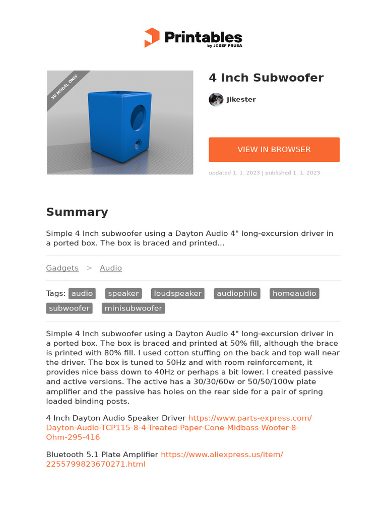 4 Inch Subwoofer | PDF | Loudspeaker | Sound Technology