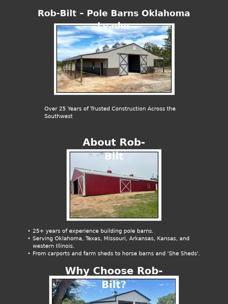 Custom Pole Barn Construction in Oklahoma & Beyond - Rob-Bilt | PDF