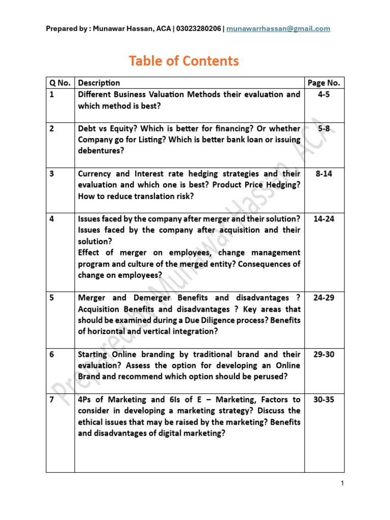MSA 2 Notes - Prepared by Munawar Hassan, ACA | PDF | Hedge (Finance ...