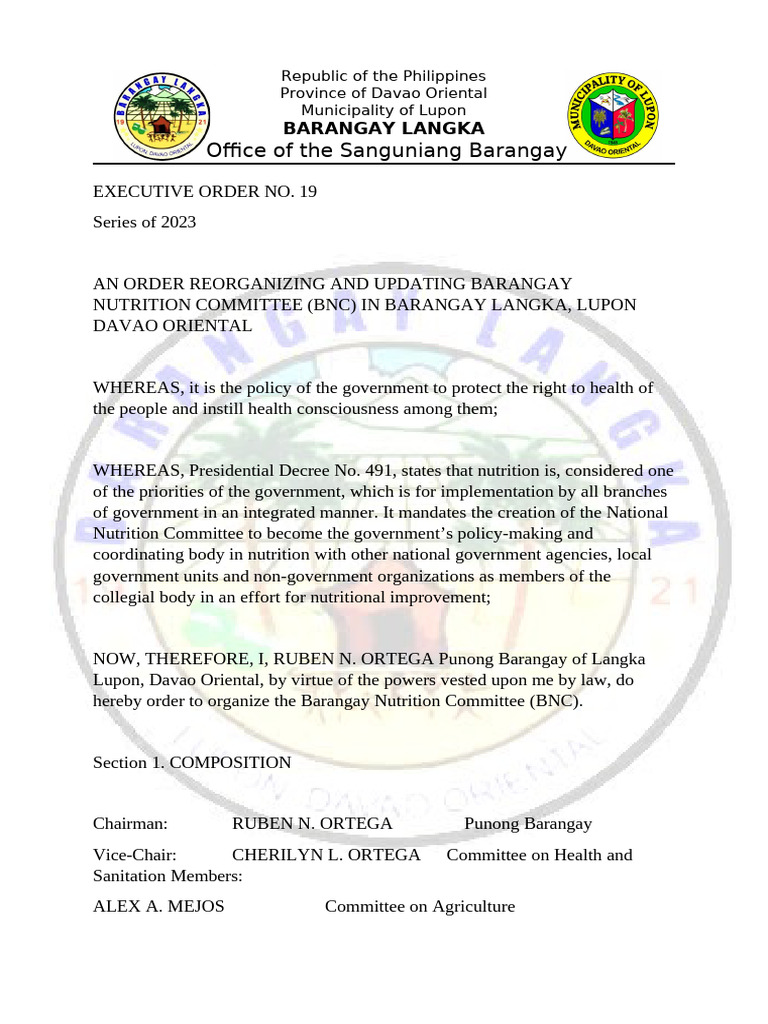 Eo Barangay Health Board | PDF